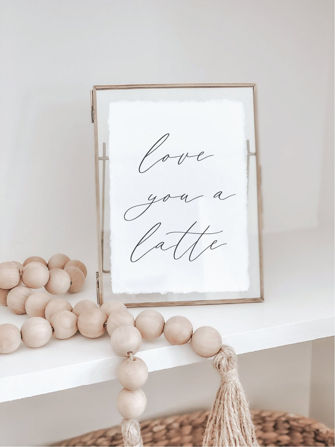 Calligraphy Print Love You A Latte Vertical - Etsy