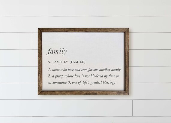 Wood Framed Sign Family Definition Home Decor Gallery - Etsy