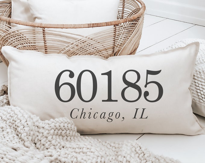 Zip Code Decorative Pillow Small Handmade Punch Needle Pillow - Etsy
