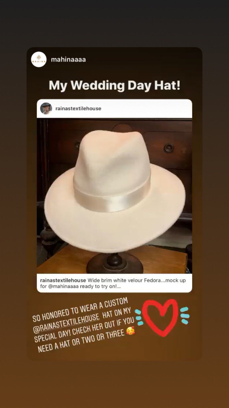 Custom Bridal Hat, White Wedding Fedora, White Wedding Hat, White ...
