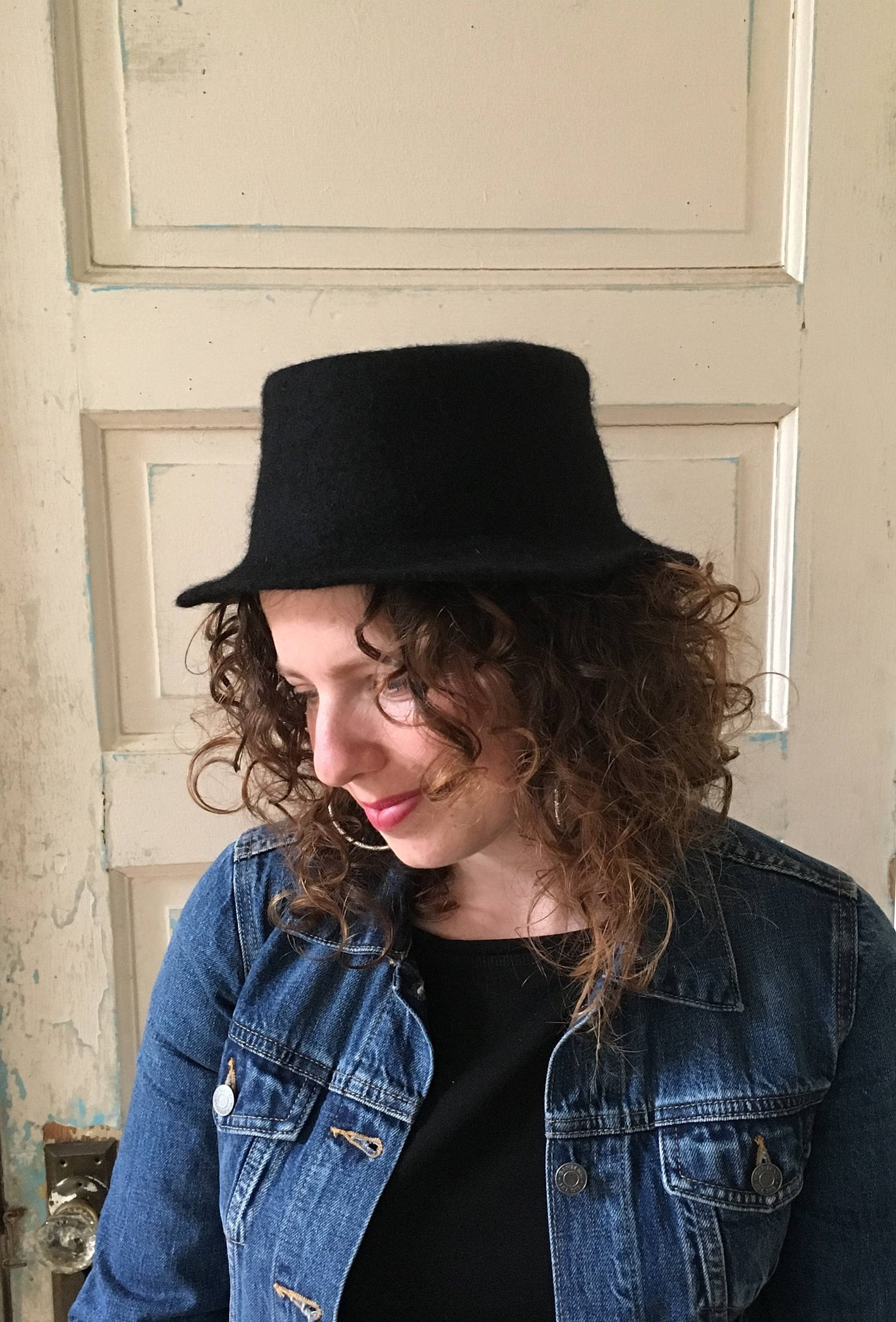 Black Hat, Boy George Hat, Black Wool Hat, Black Hat With Brim, Teen ...