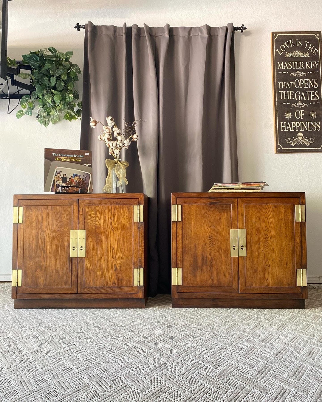 A Pair of Mid-century Vintage Henredon Scene I Campaign Credenzas/side ...