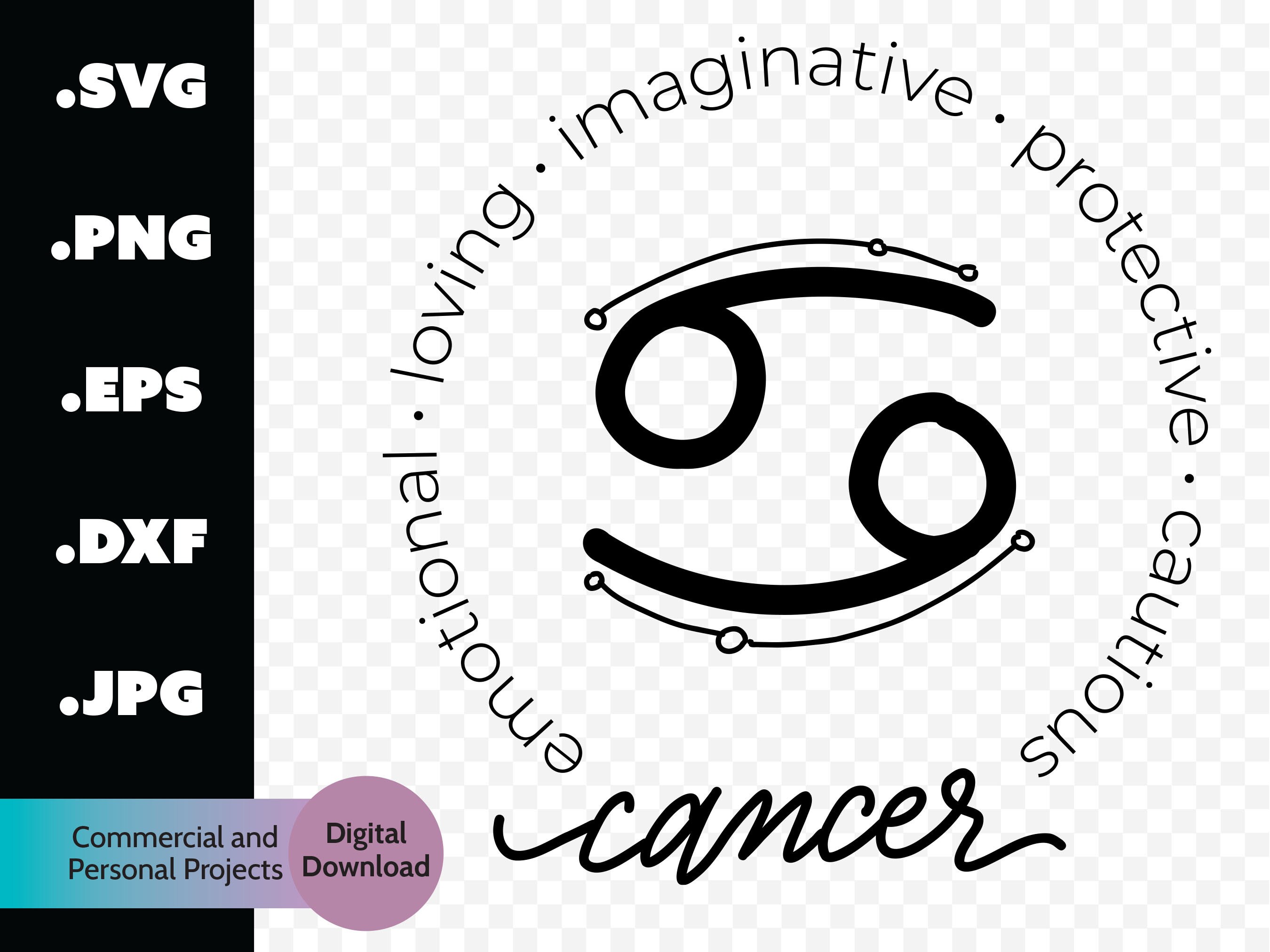 Simple Zodiac Sign - Cancer Line Art - SVG Digital Download, Vector ...