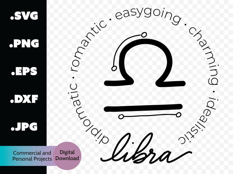 Signo zodiacal simple Libra Line Art SVG Digital Download, Vector Files ...