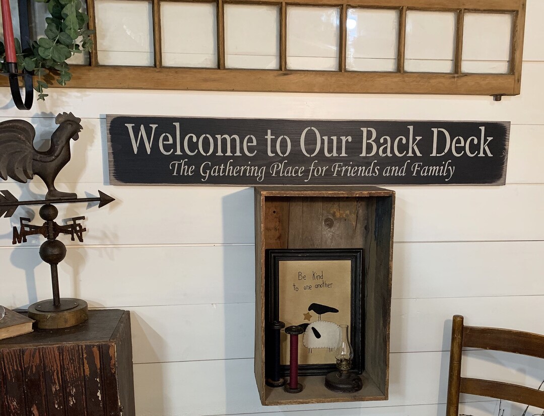 S 805 Handmade, Wood, Long Sign. welcome to Our Back Deck the Gathering ...