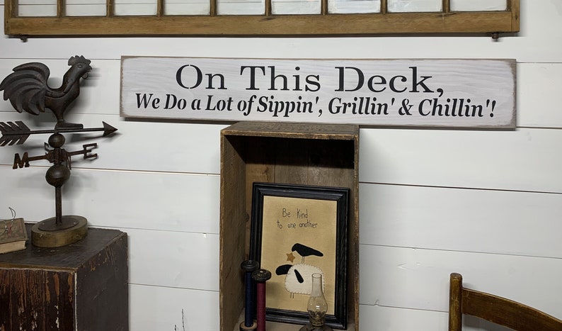 S-838 Handmade Wood Long Sign On This Deck We Do A Lot | Etsy