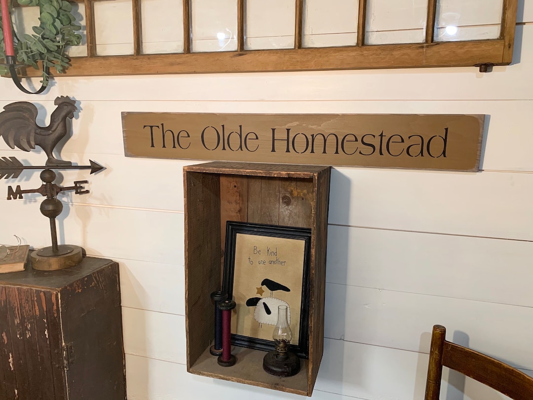 Sign "the Olde Homestead". 40" X 5 1/2" X 3/4". S 199 Wood, Handmade ...