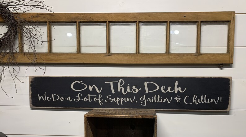 S-853 Handmade Wood Long Sign. on This Deck We Do a - Etsy