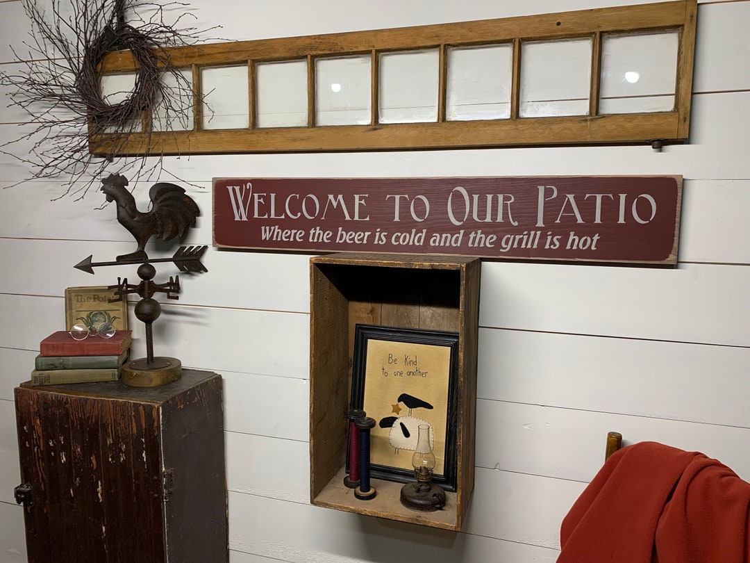 Handmade Wood Patio Sign, Welcome to Our Patio (44" X 7.5") - Etsy