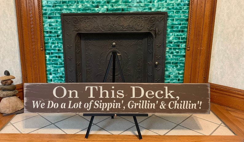 S-838 Handmade Wood Long Sign on This Deck We Do A Lot - Etsy