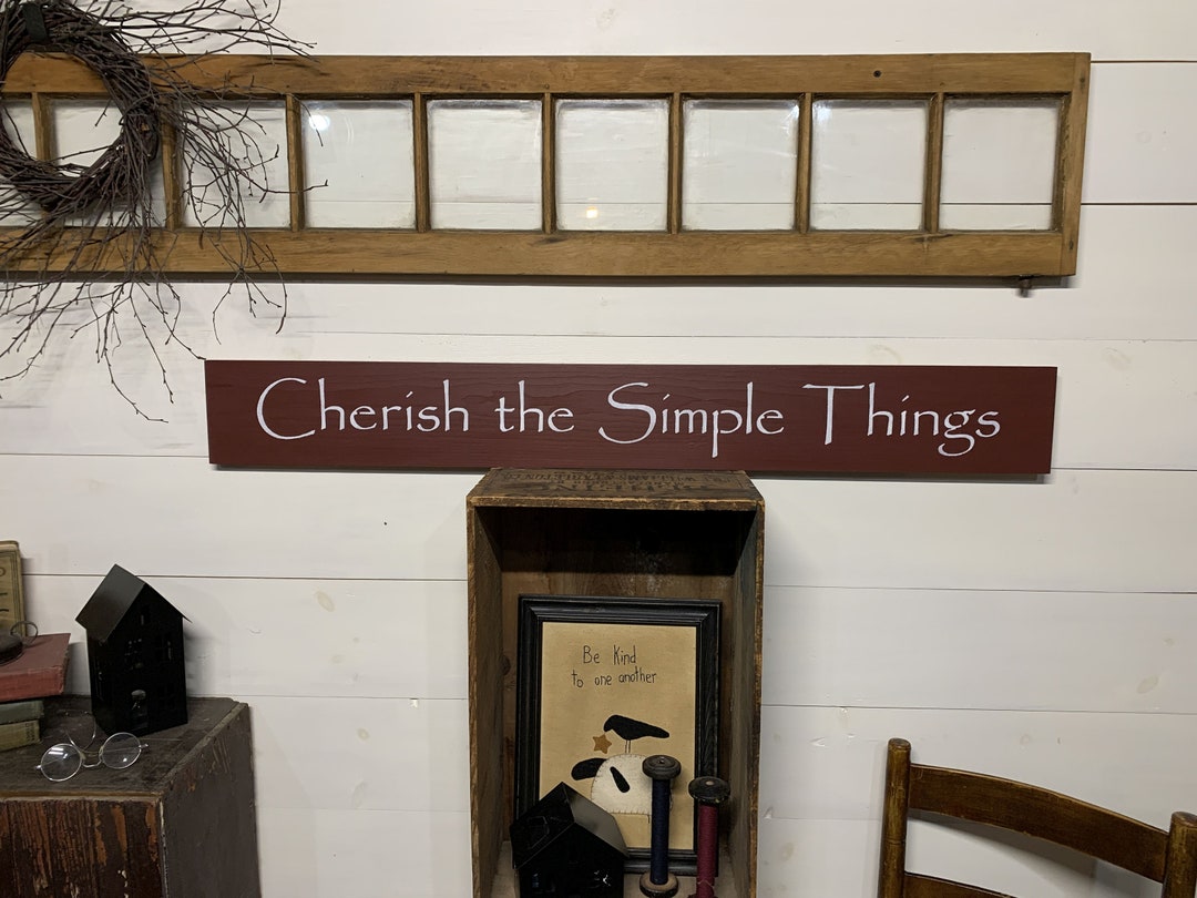 Handmade Farmhouse Sign, Cherish the Simple Things, Wooden Wall Decor ...