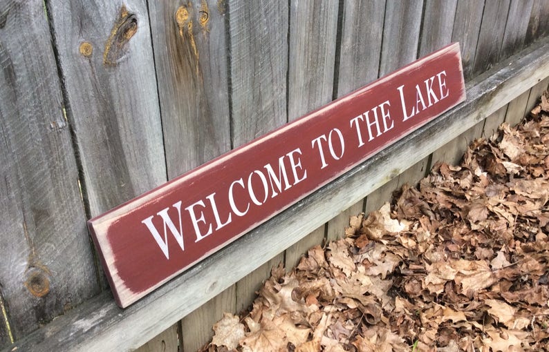 S140 Wooden Handmade Antiqued Long Sign. welcome to | Etsy