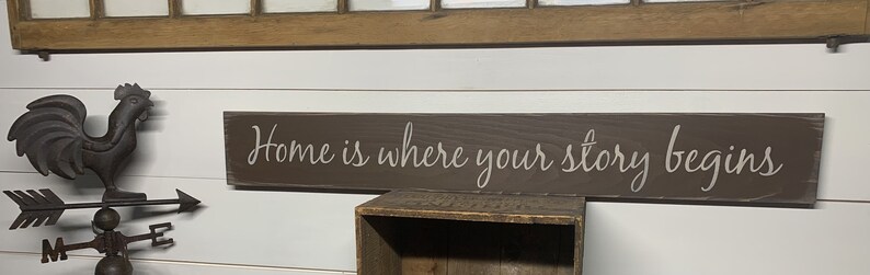 S-182 Wooden Handmade Long Sign. Home is where your | Etsy