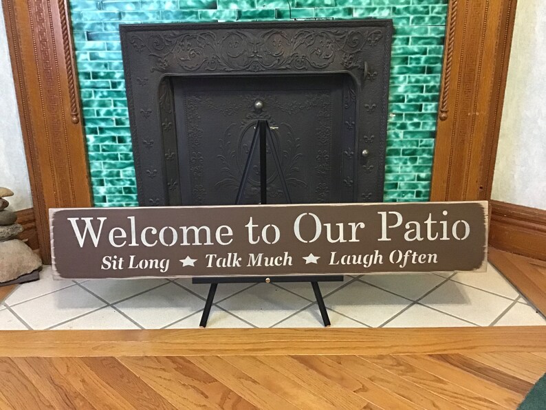 S-807 Handmade Wood Long Sign Welcome to Our Patio Sit | Etsy