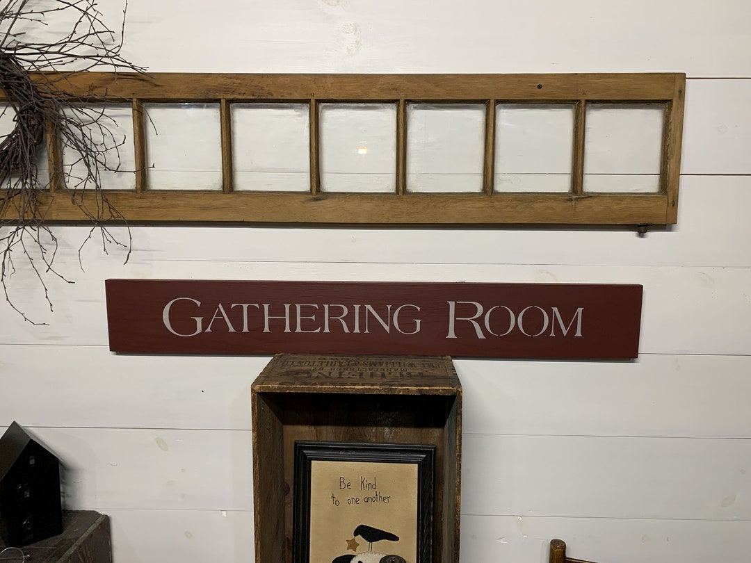 S 103 Wooden, Handmade, Long Sign. Gathering Room. 40 X 5 1/2 X 3/4 ...