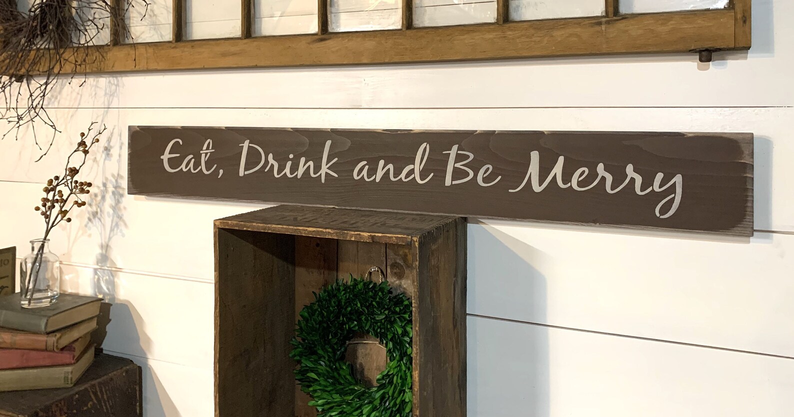 S-328 Handmade Wood Long Sign With Saying. eat Drink | Etsy