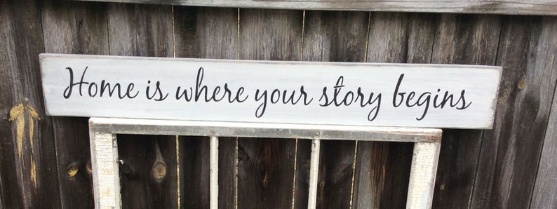 S-182 Wooden Handmade Long Sign. Home is where your | Etsy