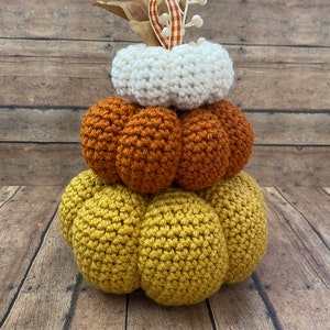 Fall Pumpkin Trio Candy Corn Pumpkin Trio Crochet Pumpkin Trio Stacked ...