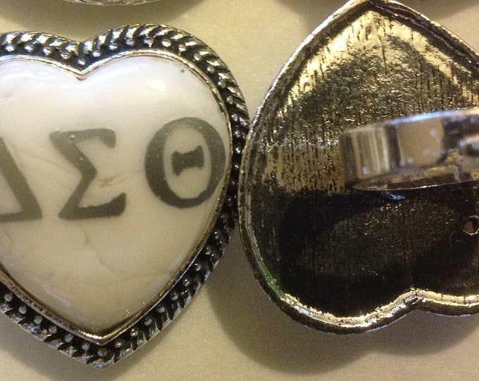 Delta Sigma Theta DST Ring White Stone on Silvertone Heart Adjustable ...