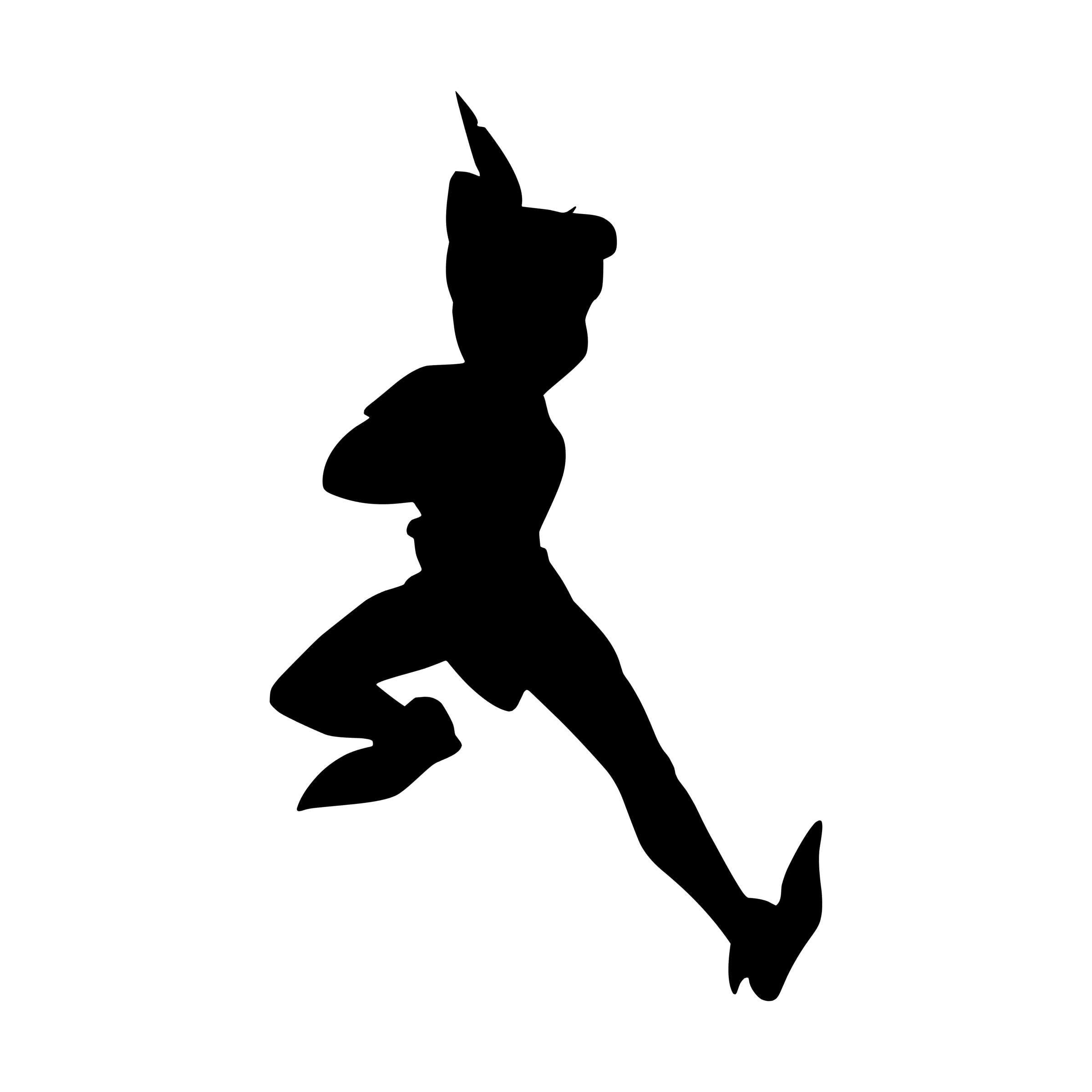 Silueta De Peter Pan Volando En Blanco Y Negro