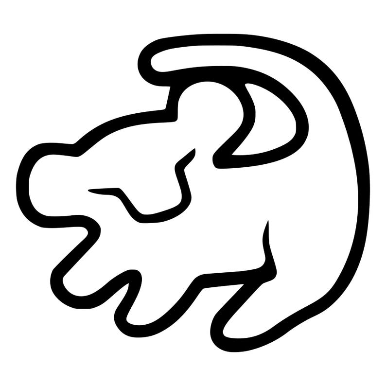 Simba Symbol Drawing From Lion King Silhouette Vinyl Decal - Black, Red ...