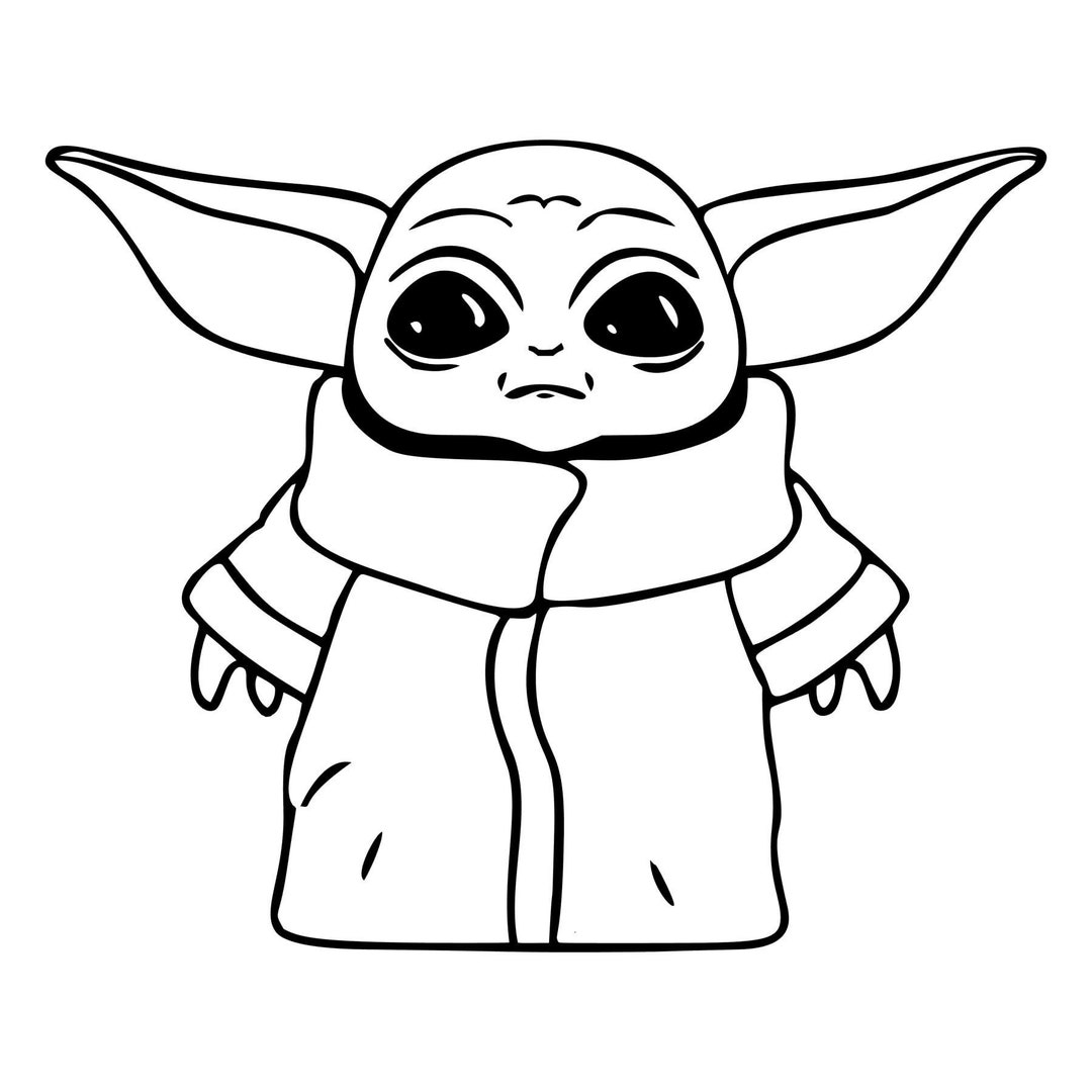Mandalorian Grogu Baby Yoda Vinyl Decal Silhouette- Black, Red, Silver ...