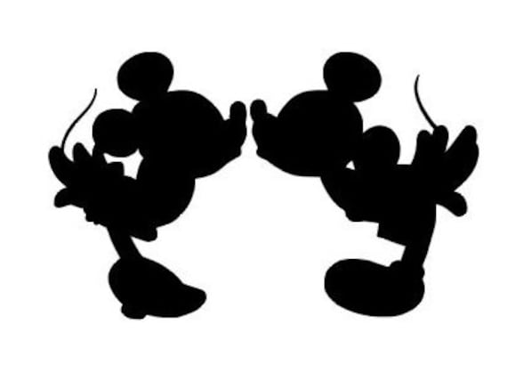 Mickey Y Minnie Besando Silueta Vinilo Calcomanía Negro Etsy México