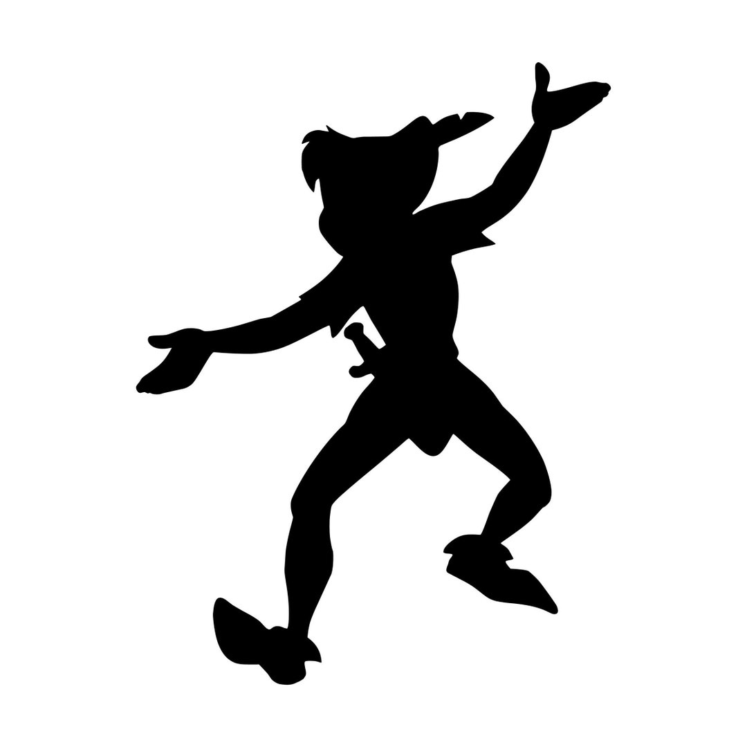 Peter Pan Silhouette Vinyl Decal - Black, Red, Silver, White Mickey ...