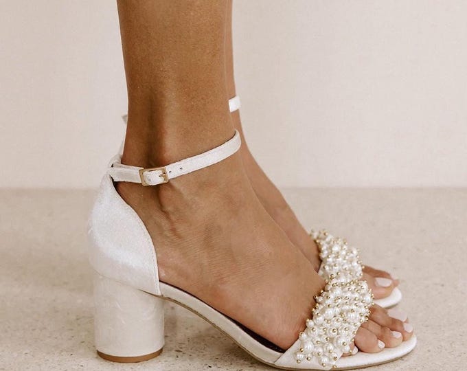 Ivory Pearl Bridal Shoes With Pearl Embellishment, Pearl and Crystal ...