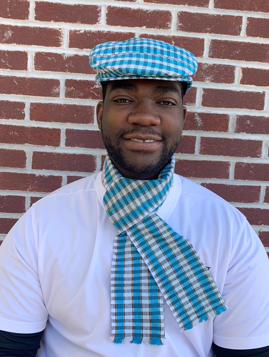 Unisex Authentic Blue Woven Ghana Kente Kangol Hat With Matching Scarf ...