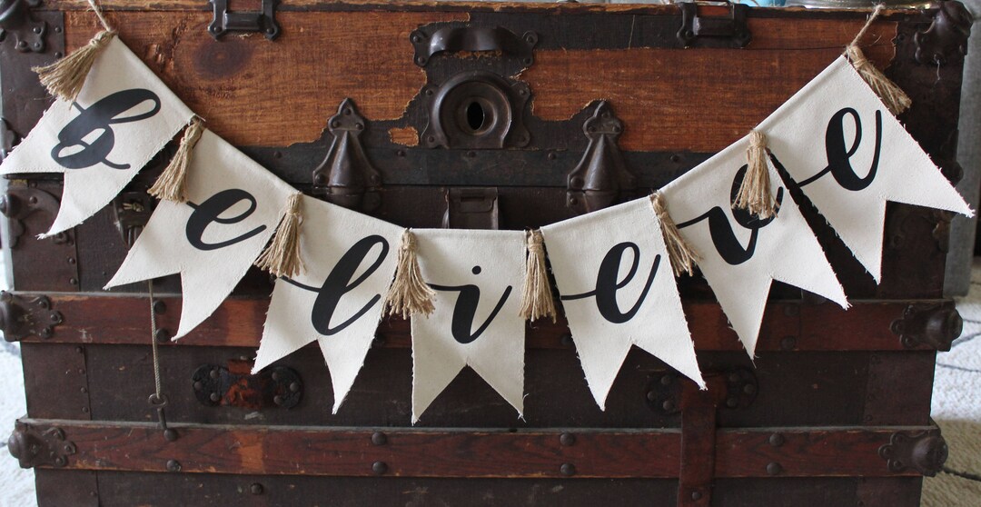 Believe Pennant Banner Holiday Banner Christmas Banner Christmas Decor ...