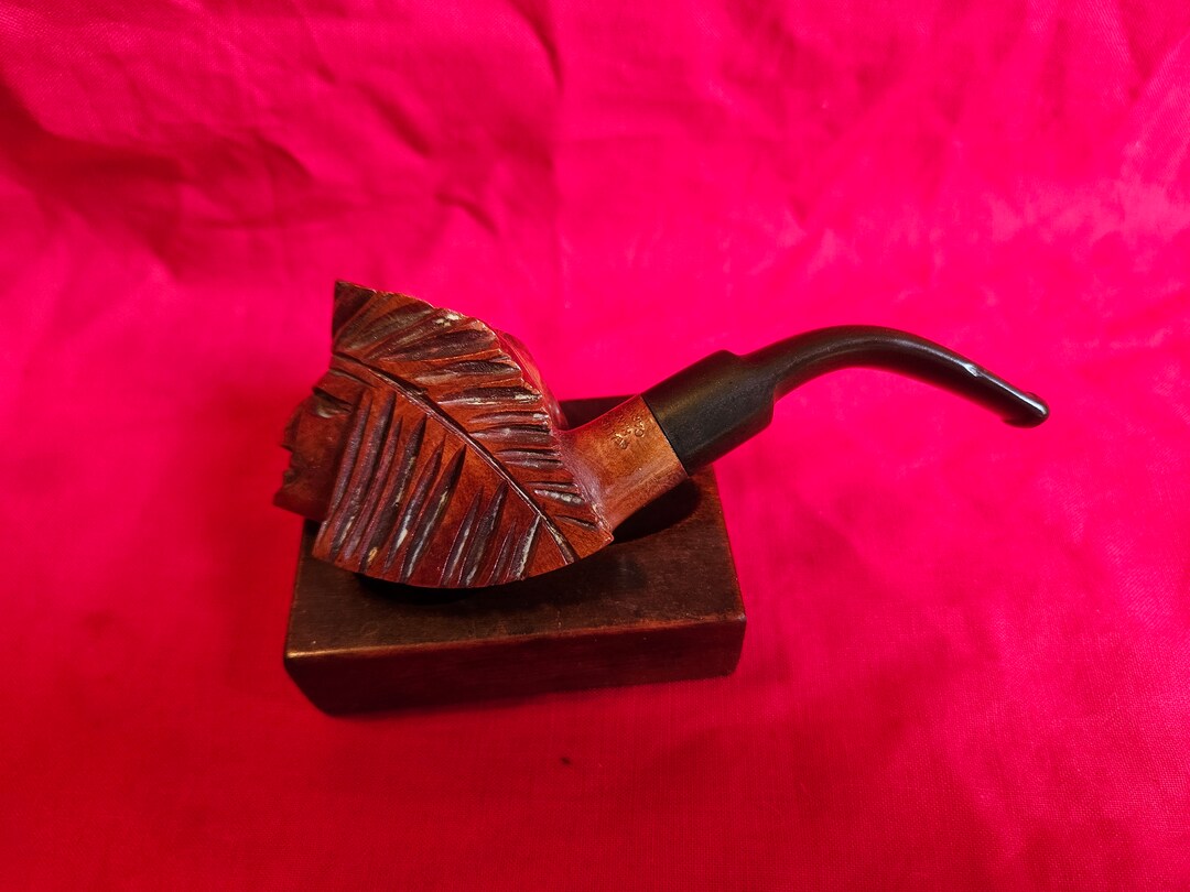NEW Beautiful Estate Hand Carved Indian Head Native American Smoke Pipe ...
