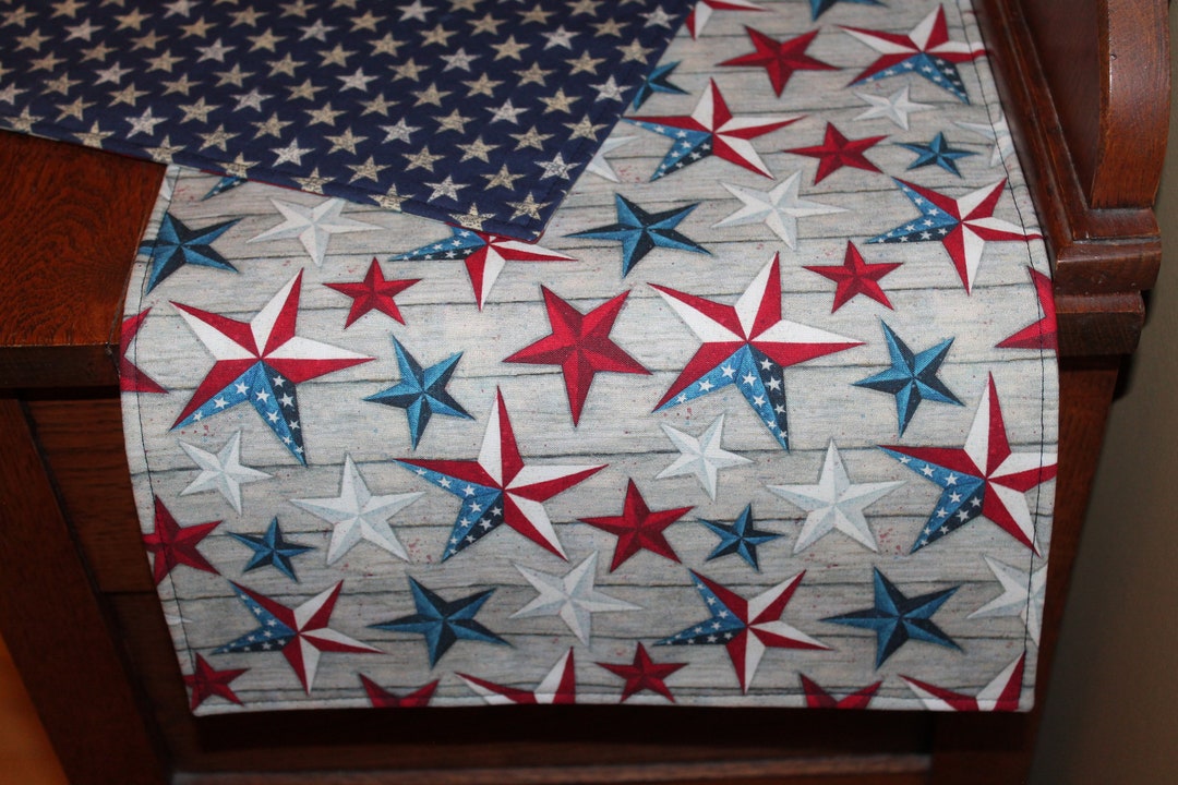 Patriotic Table Runner, 42" Reversible Patriotic Table Runner ...