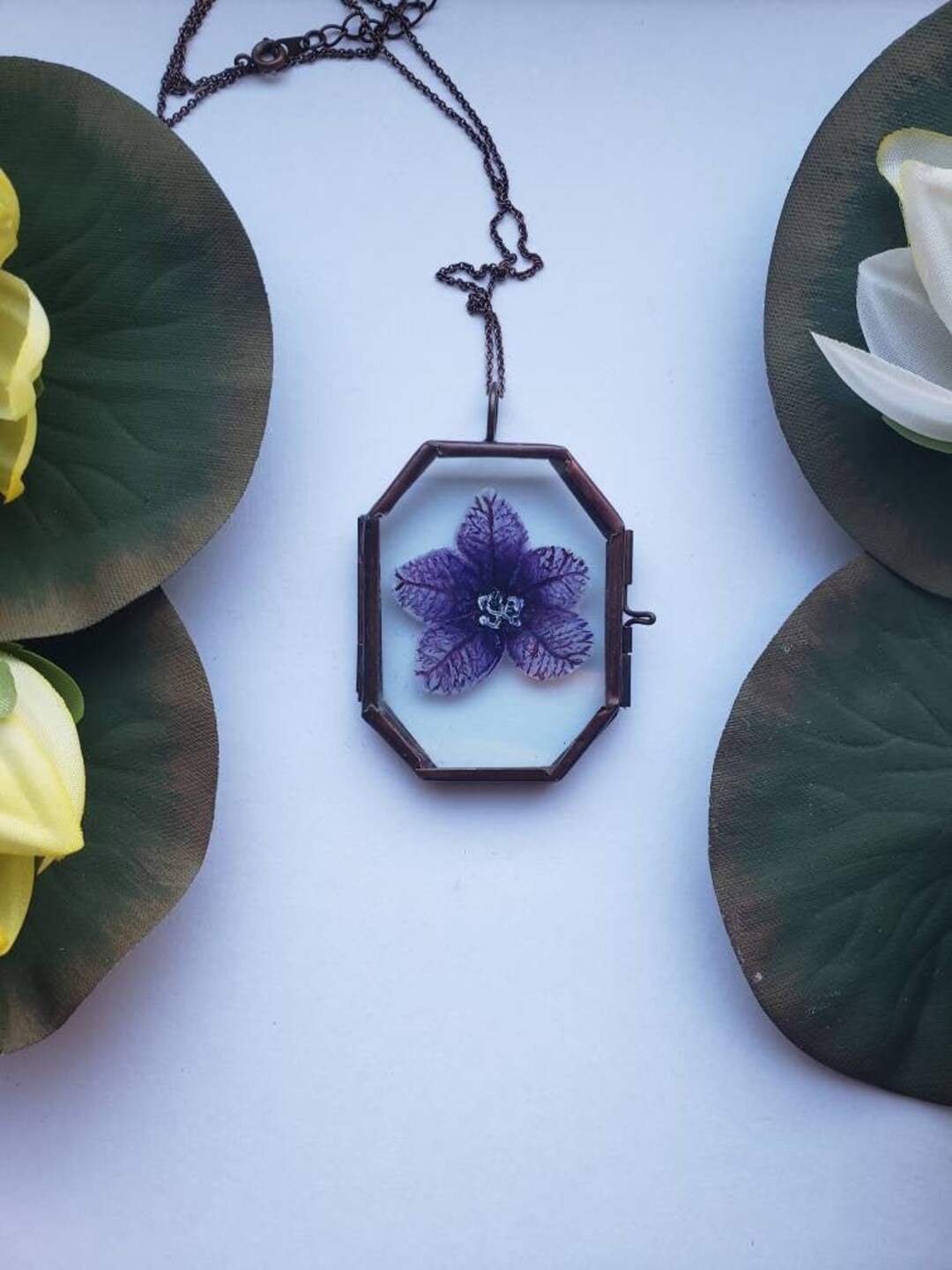 Henbane Necklace OOAK Original Oil Painting in Glass Locket Pendant ...