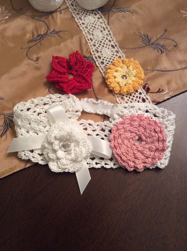Hand Crochet Interchangeable Flower Headband and Booties Baby - Etsy