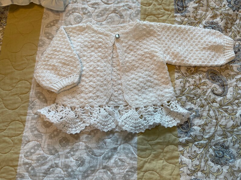 Christina Crochet Pattern, Christening Gown, Sweater, Bonnet and ...