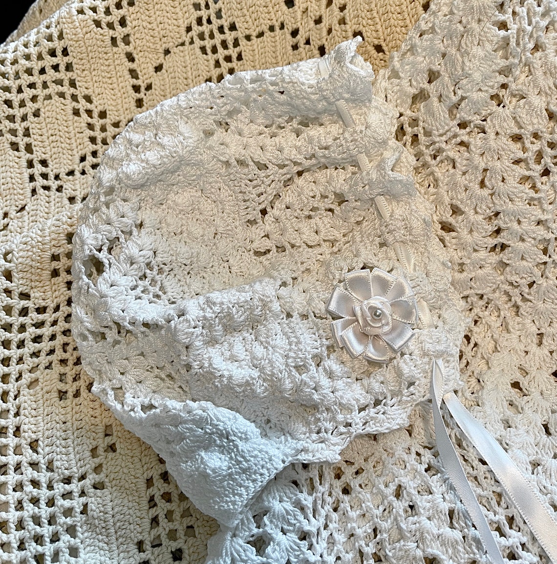 Christina Crochet Pattern Christening Gown Sweater Bonnet - Etsy