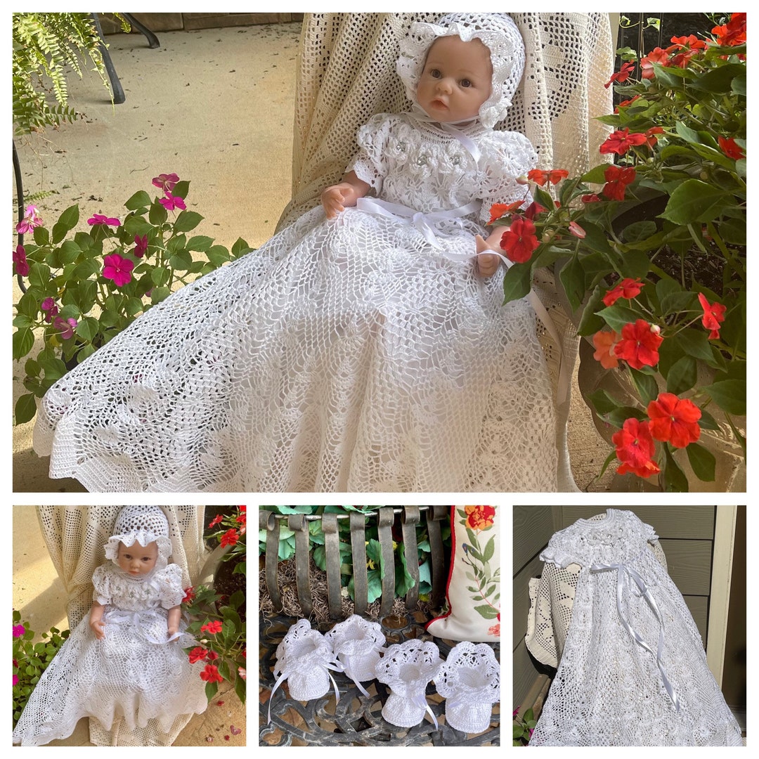Crochet Gown Heirloom Christening Pattern, Thread Crochet Christening ... Crochet Gown Heirloom Christening Pattern, Thread Crochet Christening ...