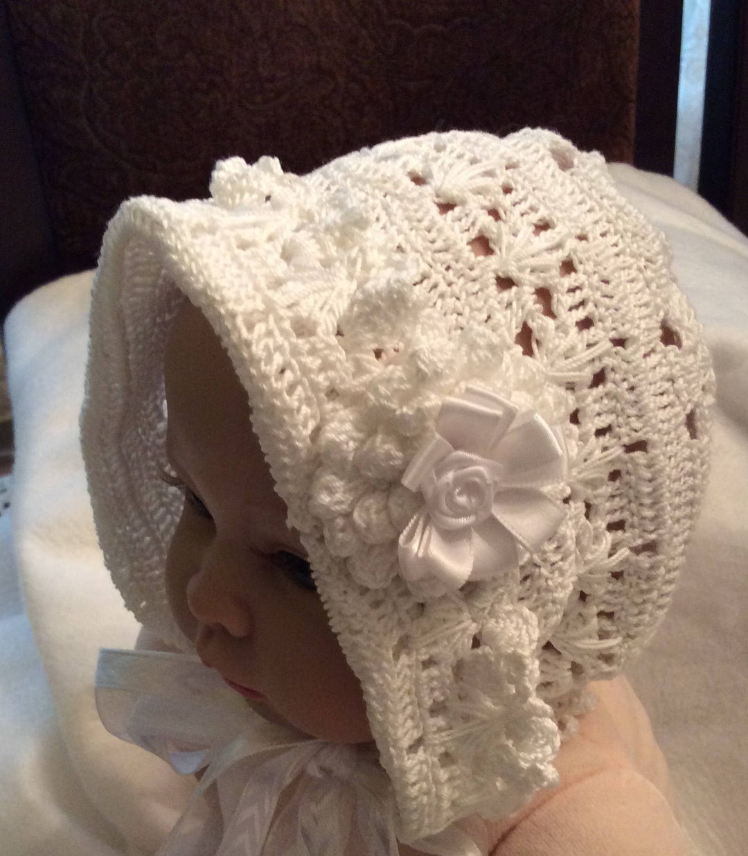 Bonnet and Headband Erika Thread Crochet Baby Christening Pattern ...