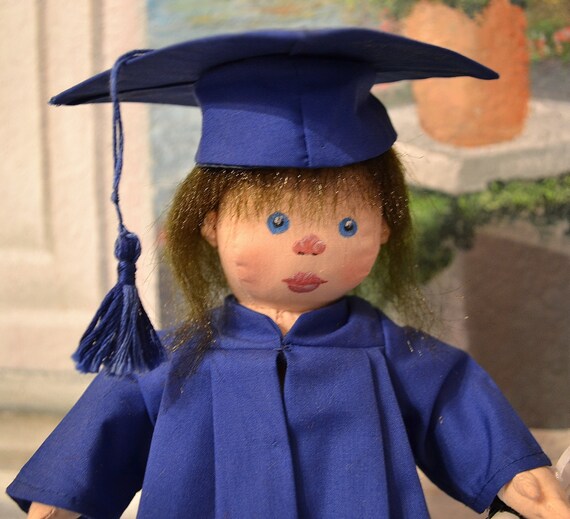Hand made 10' cloth blue graduation doll Rainie Crawford | Etsy