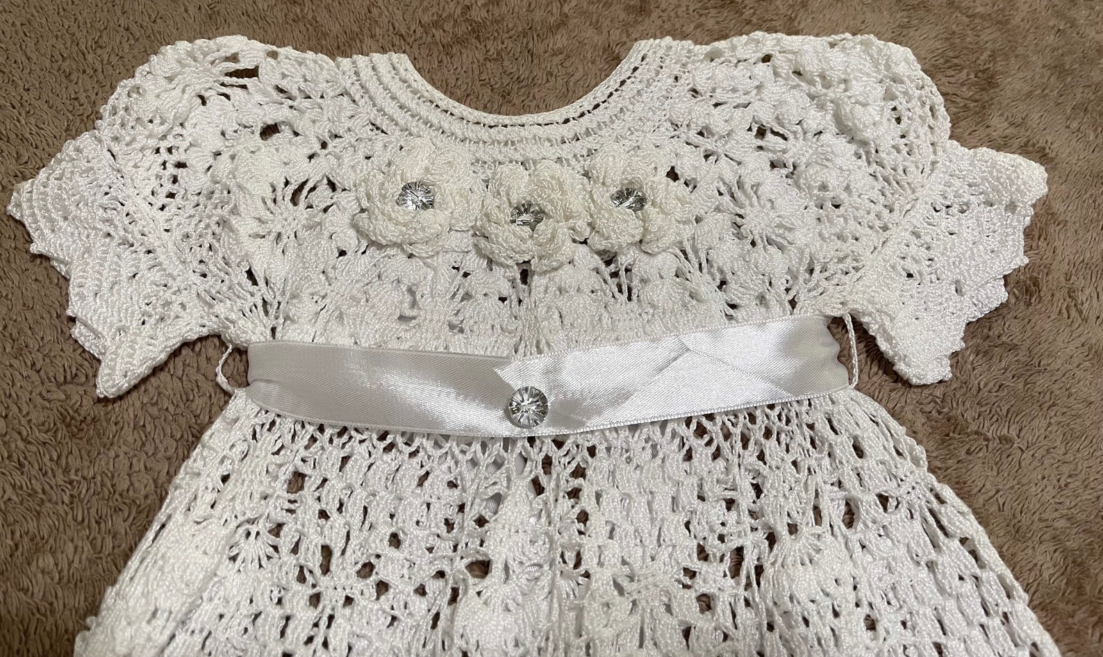 Hand Crochet Heirloom Christening Gown Bonnet and Booties - Etsy