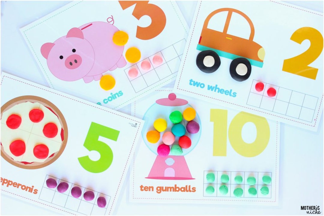 Counting Activities Play Dough Mats - Etsy