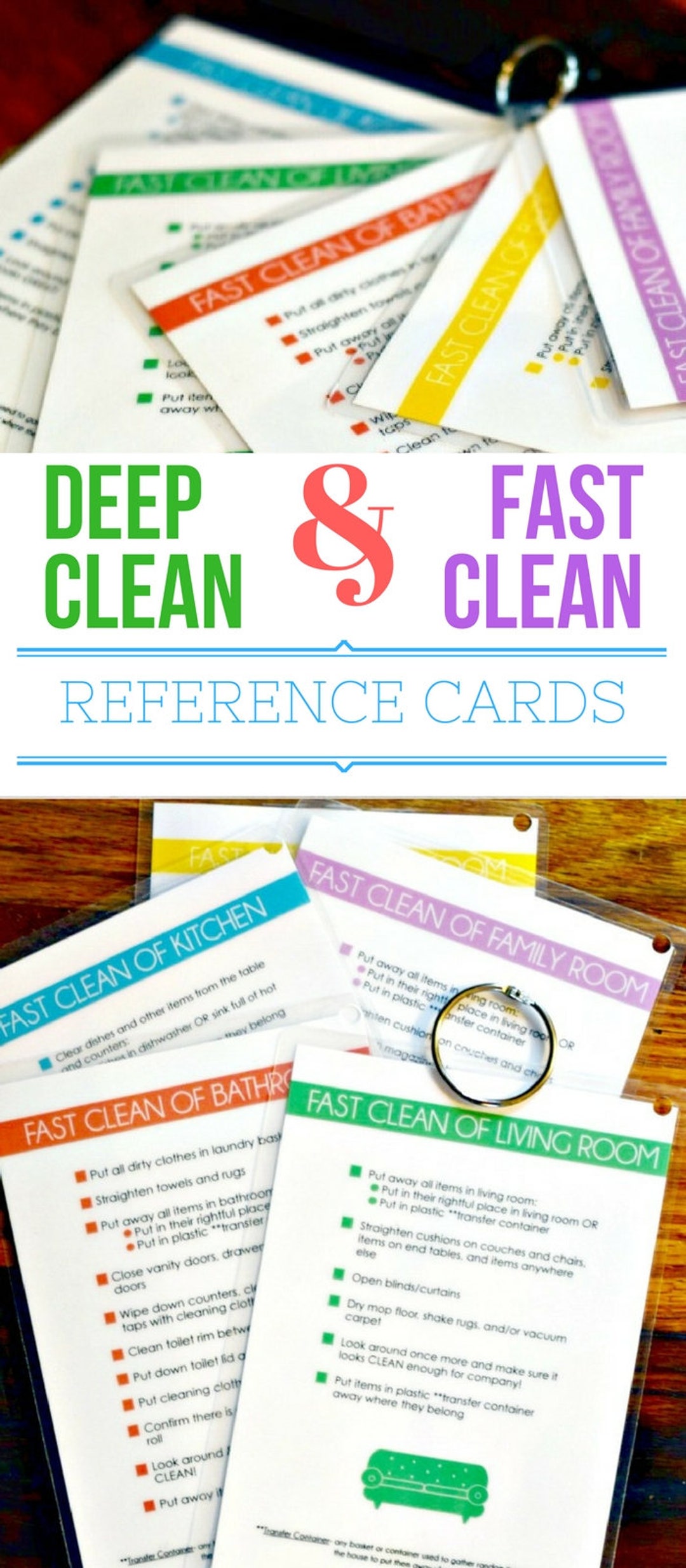 Deep Cleaning and Fast Cleaning Printable Reference Cards - Etsy