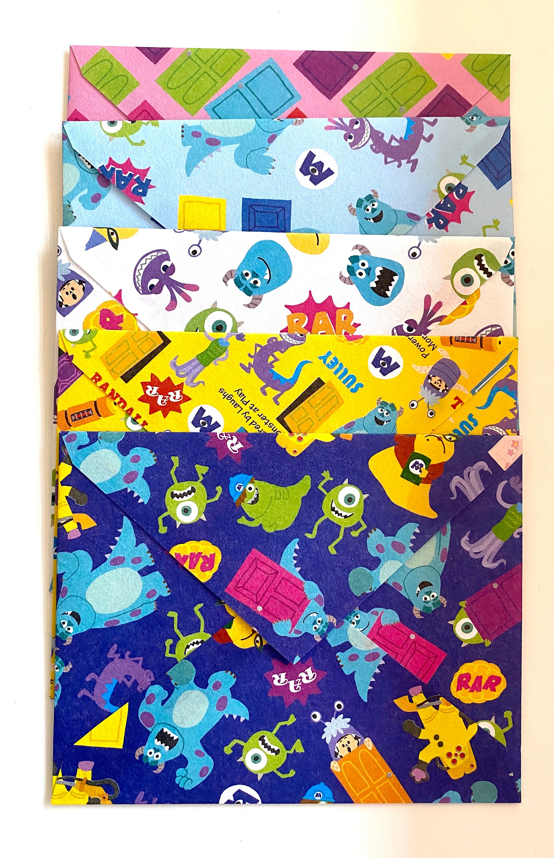 Disney's Monster's INC Mini Envelopes SET OF 5, Gift Card Holders ...