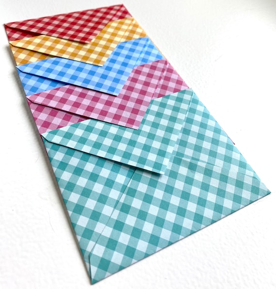Checkered Plaid Gingham Mini Envelopes SET OF 5 Gift Card | Etsy