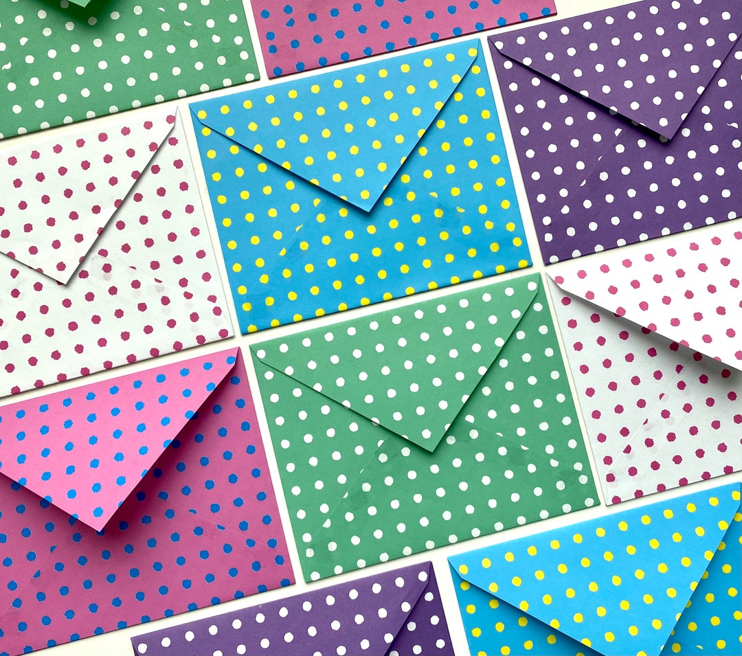 Assorted Polka Dots Mini Envelopes SET OF 5 Five Colors, Gift Card ...