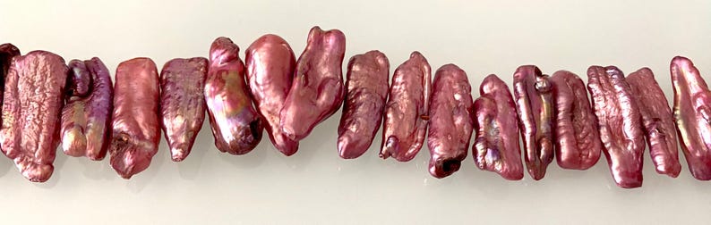 All Natural Biwa Pearls, Unique Shark Toothed Shaped, 4 Colors White ...