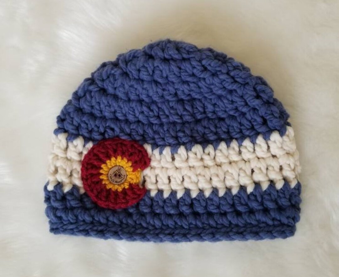 Handmade Colorado Flag Beanie: Denim Blue Unisex Winter Hat - Etsy