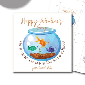Goldfish Valentine Day Sticker Tag, Classroom Valentine Treats ...