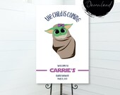 Girl Baby Yoda Shower Welcome Sign Template Star Wars Shower - Etsy